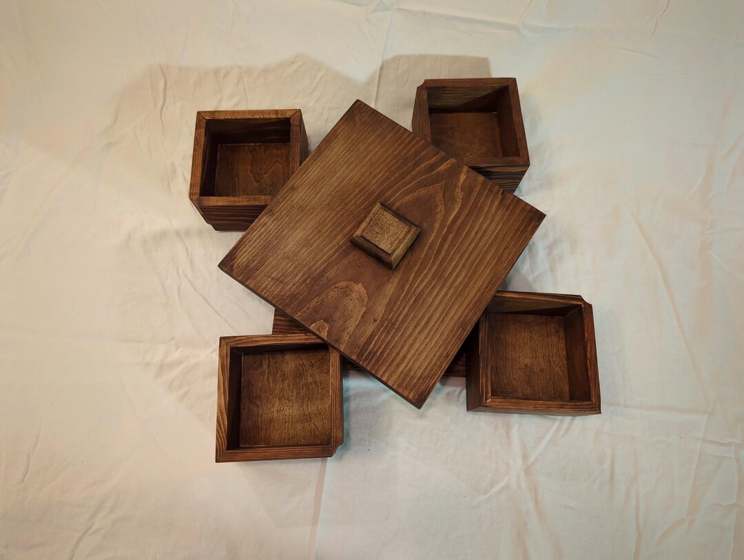 Handmade Twist Open Wooden Storage Box – Rustic Puzzle Keepsake Box ...