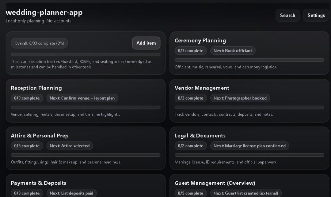 Wedding Planning Checklist & Tracker | Installable App | Vendors, Tasks ...