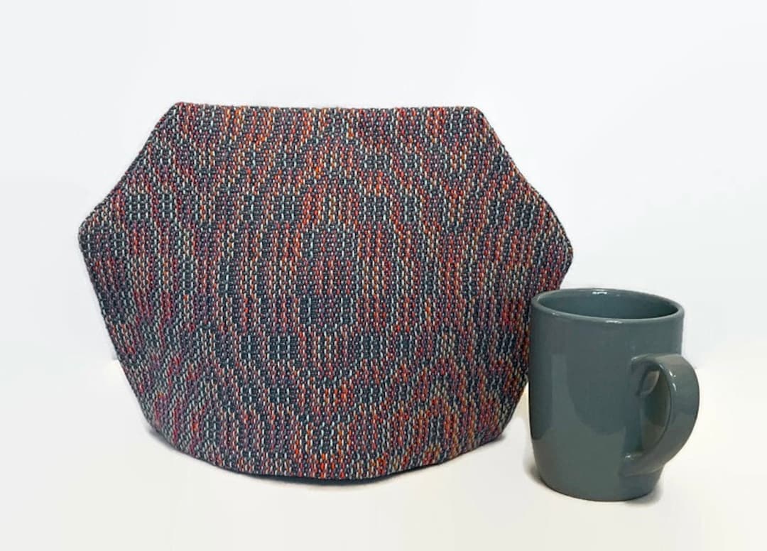 Tea Cozy Handwoven in a Blend of Green, Tangerine and Periwinkle - Etsy