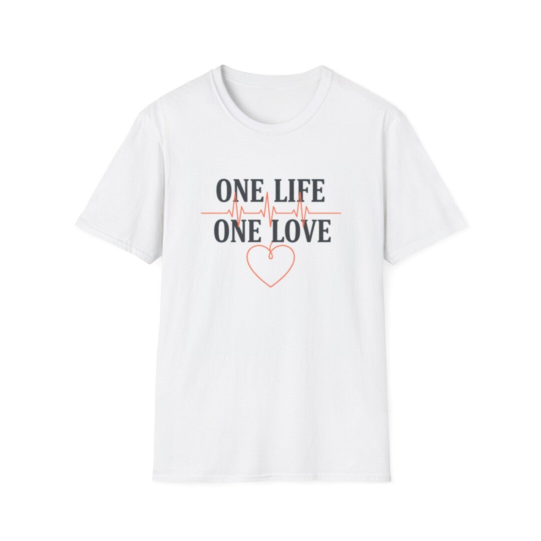 One Life One Love T-shirt | Heartbeat Line Heart, Custom Back Text - Etsy