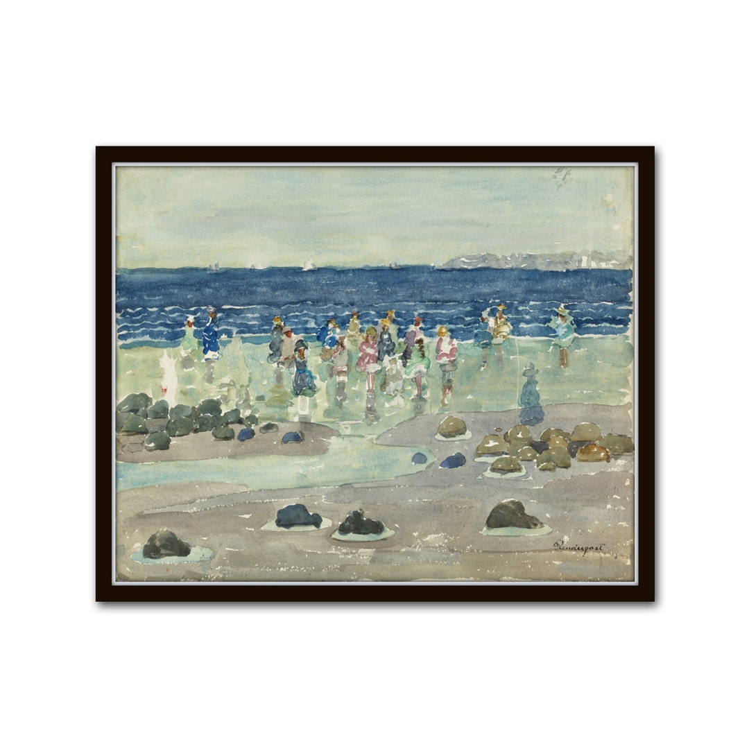 Vintage Beach Painting, Low Tide No. 2, Giclee, Wall Art, Coastal Decor ...