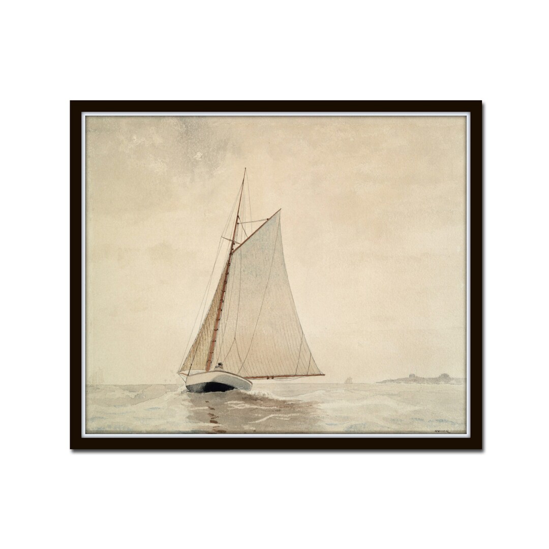 Vintage Sailboat Print No. 2, Maritime Art, Coastal Home Decor, Coastal ...