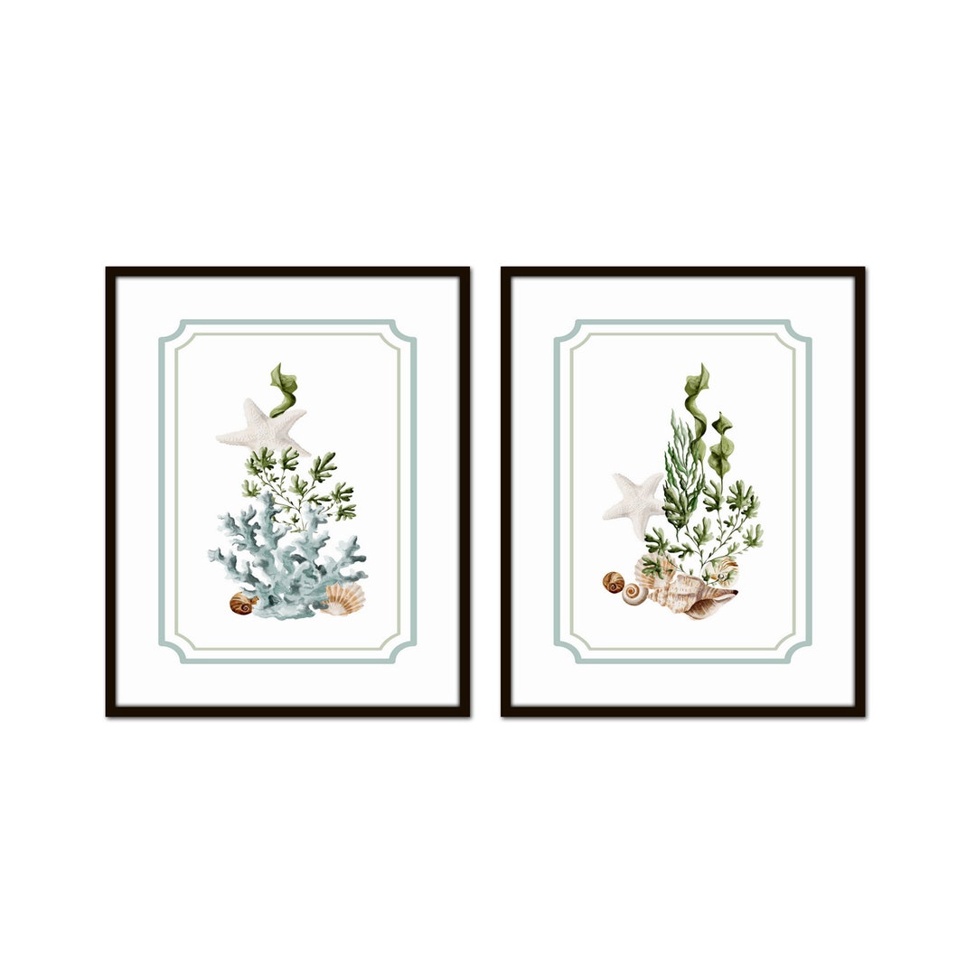 Watercolor Sea Life Collage Print Set No. 12, Giclee Coastal Art - Etsy