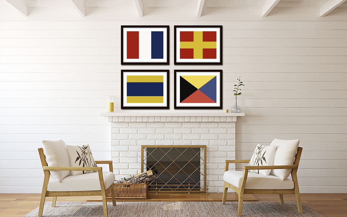 Maritime Signal Flags Set No. 2 Coastal Decor Giclee Art | Etsy