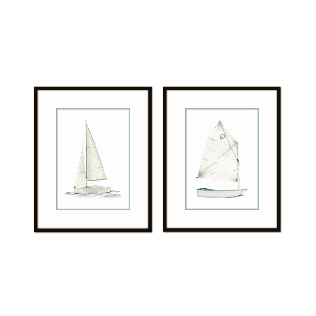 Watercolor Sailboat Collage Print Set No. 2, Sailing Art, Sailboat ...