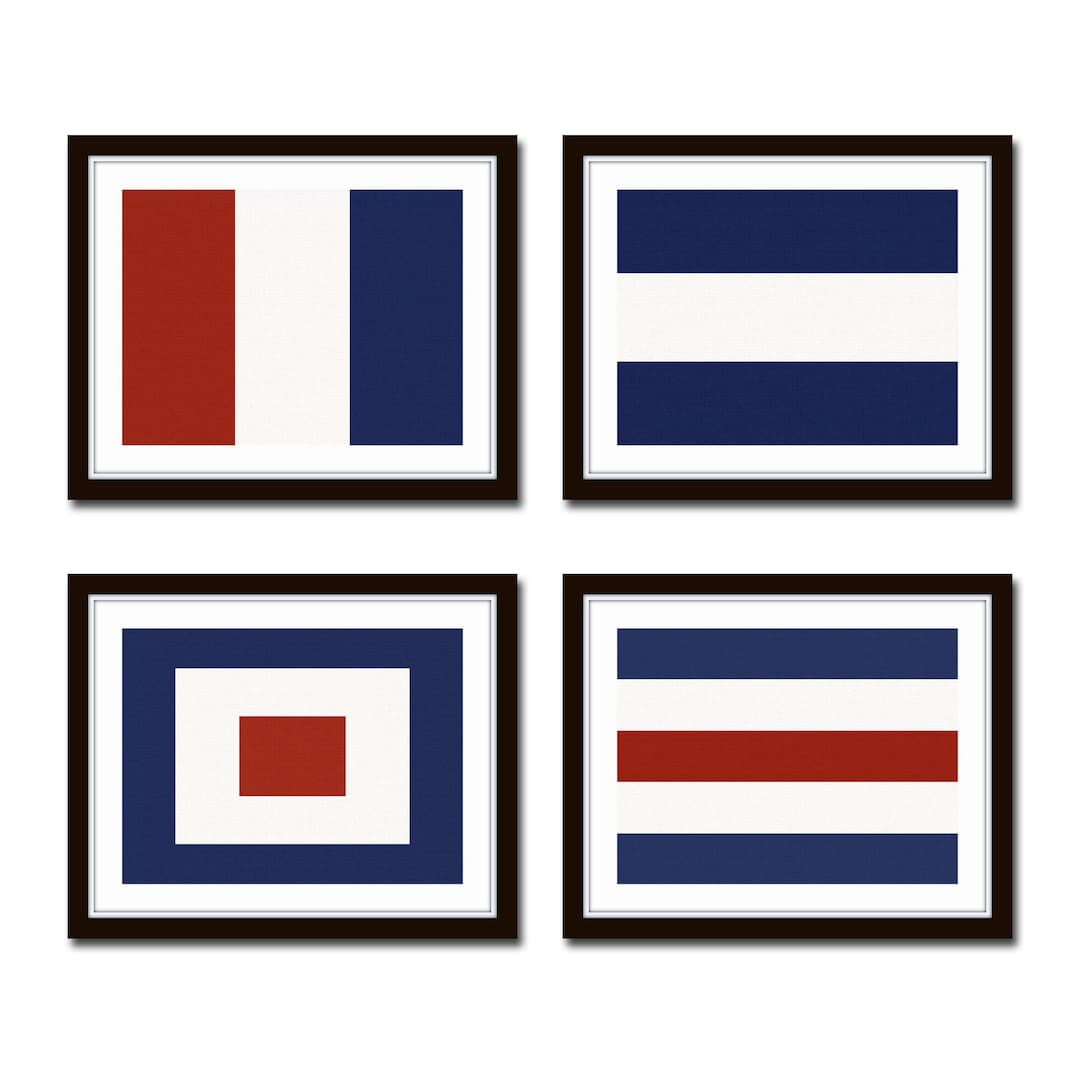 Maritime Signal Flags Set No. 3, Coastal Decor, Giclee, Wall Art, Beach ...