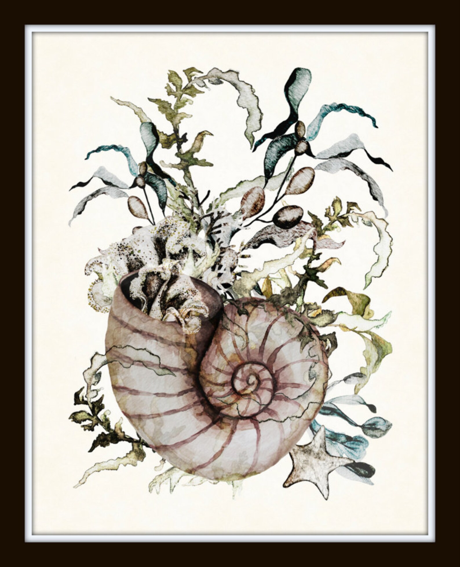 Watercolor Sea Life Collage Print Set Art Prints Wall Art - Etsy