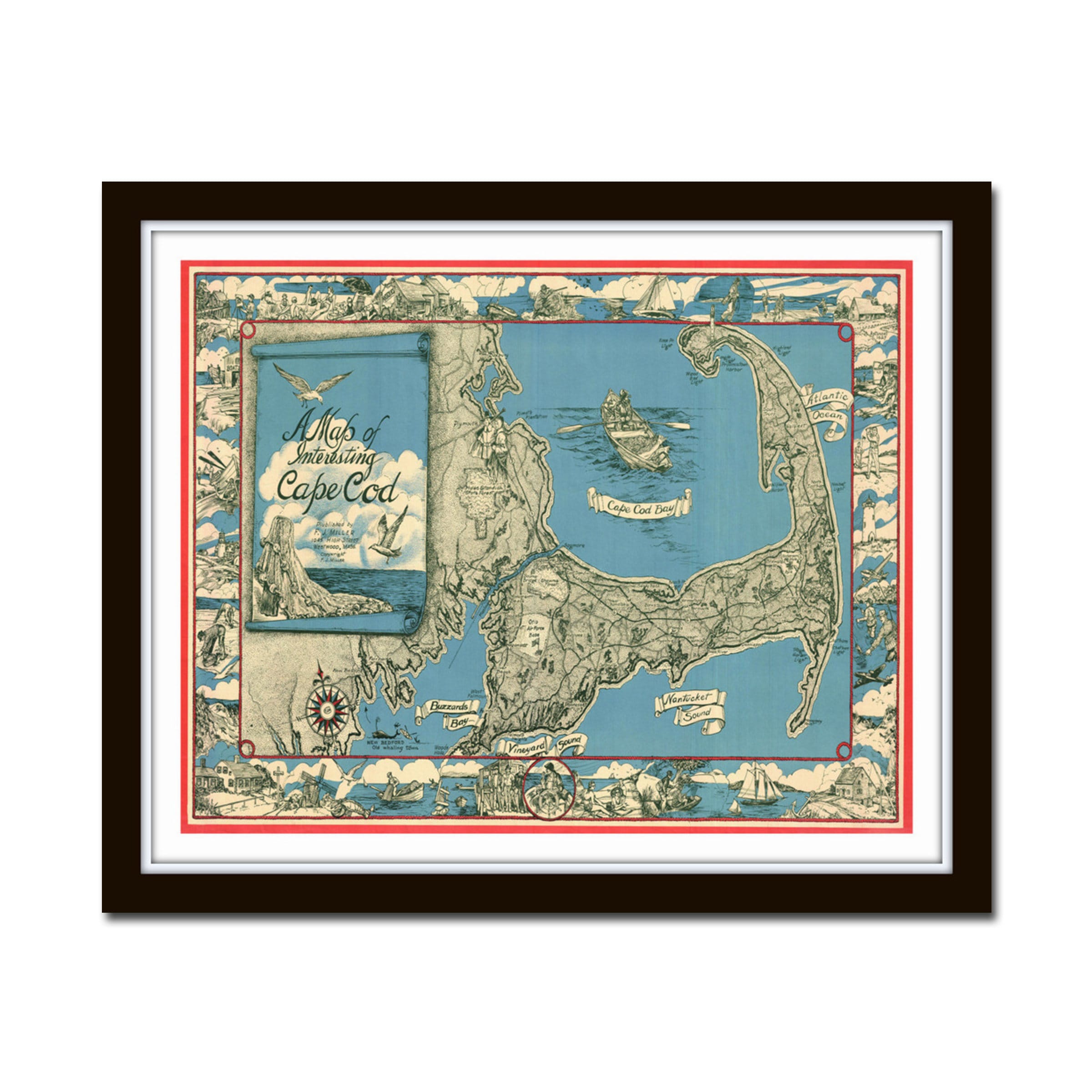 Vintage Cape Cod Map Giclee Art Print Wall Art Print | Etsy