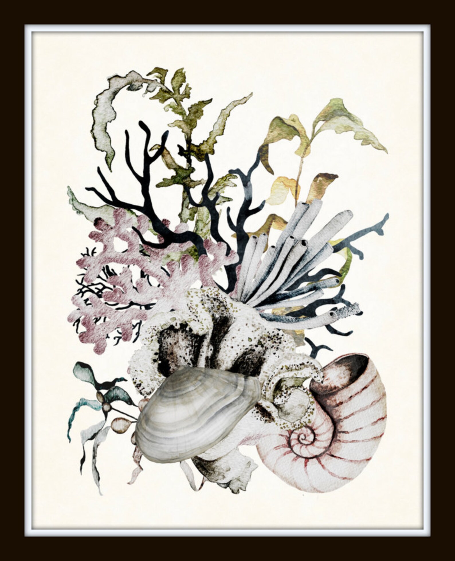 Watercolor Sea Life Collage Print Set Art Prints Wall Art - Etsy