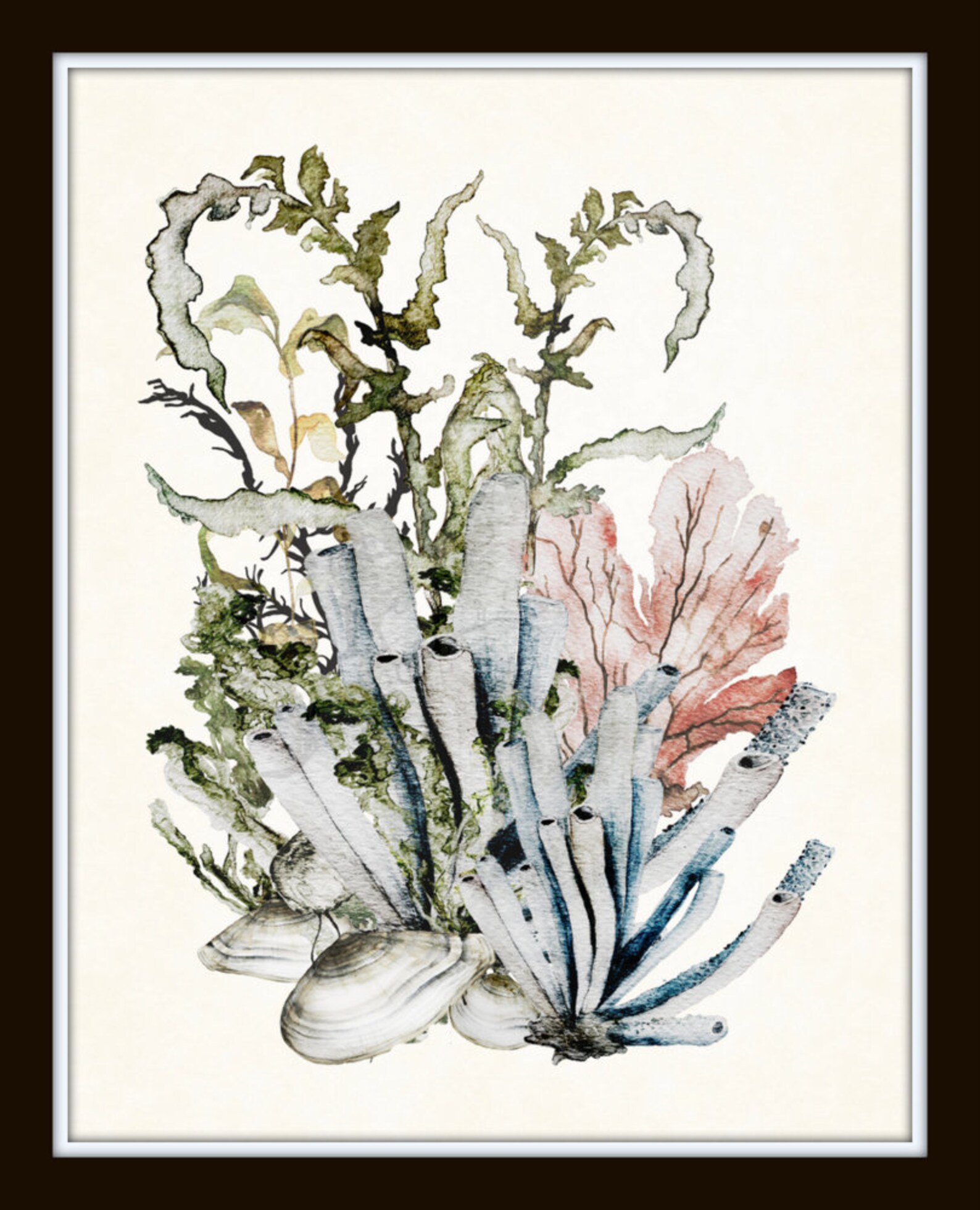 Watercolor Sea Life Giclee Art Prints, Coastal Collage Set - Etsy