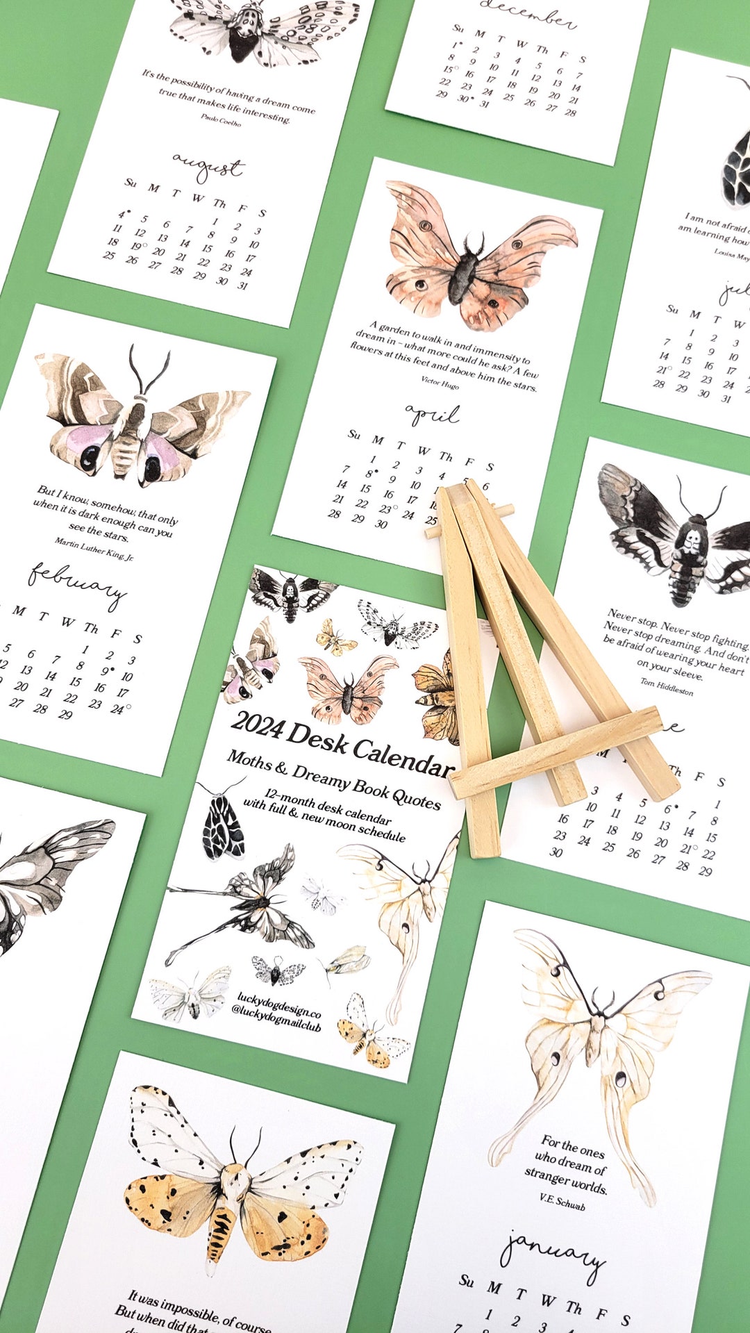 Moths & Books 2025 Desk Calendar (refill or W/ Easel) Calendar Office ...
