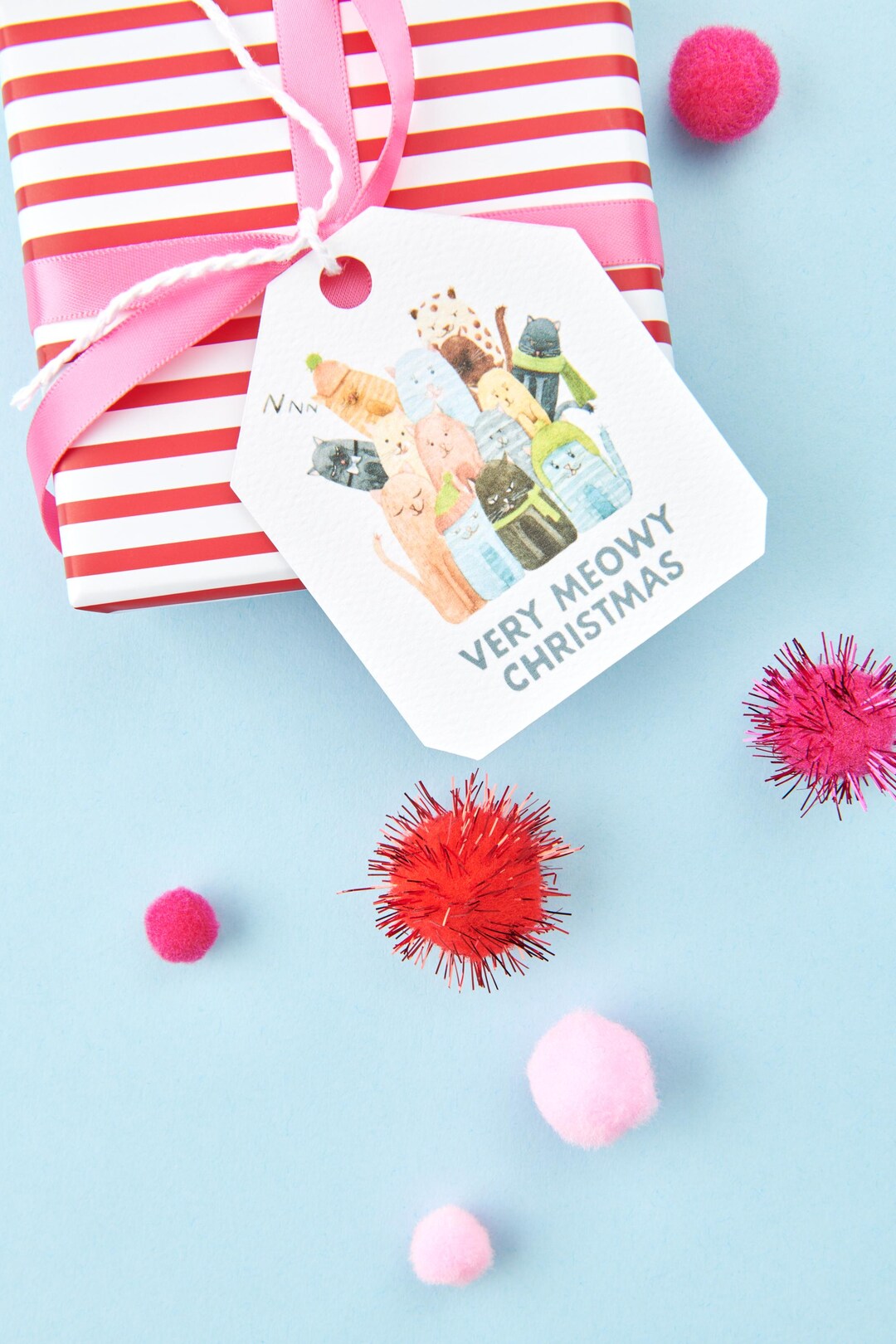 Very Meowy Christmas Gift Tags With Twine, Gift Tag Pack of 10, Gift ...