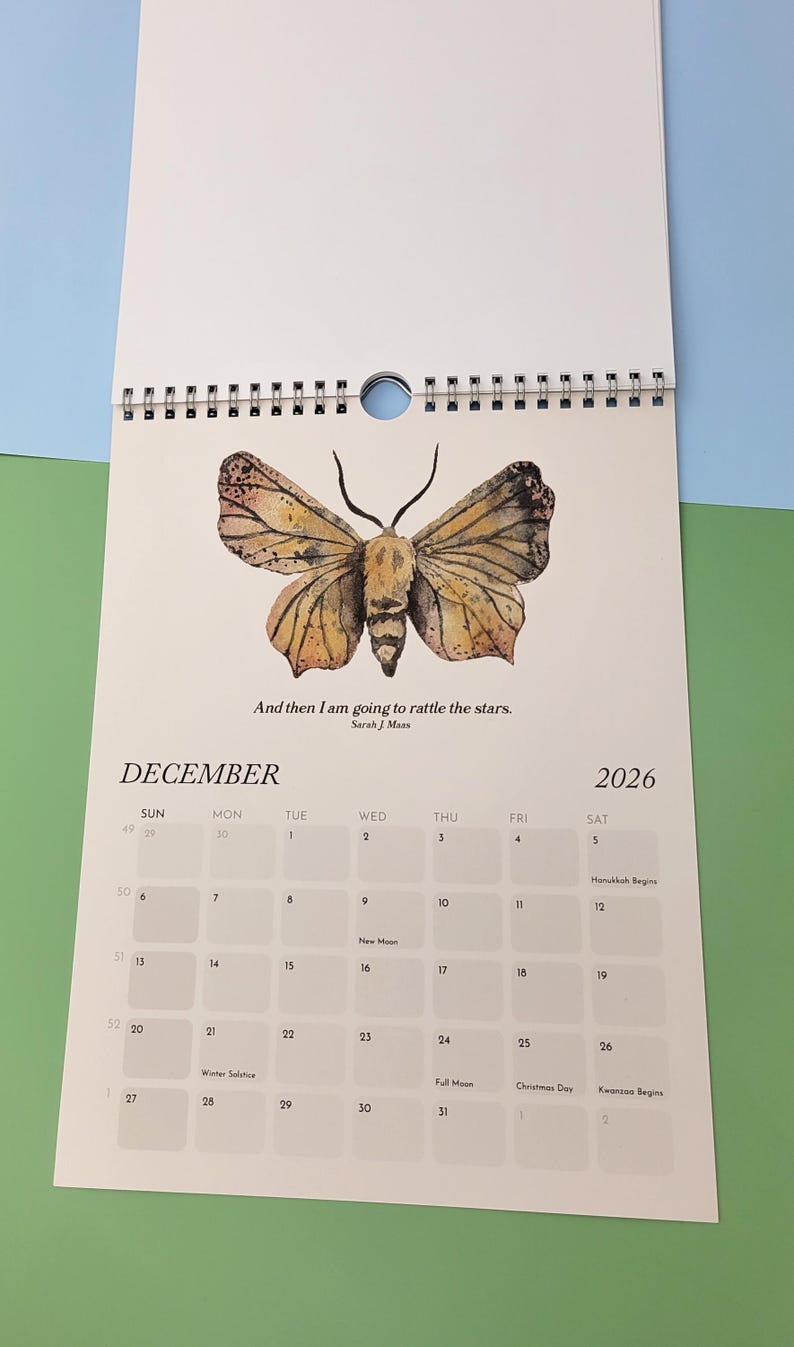 Moths & Dreamy Book Quotes 2026 12-month Wall Calendar (calendar Office ...