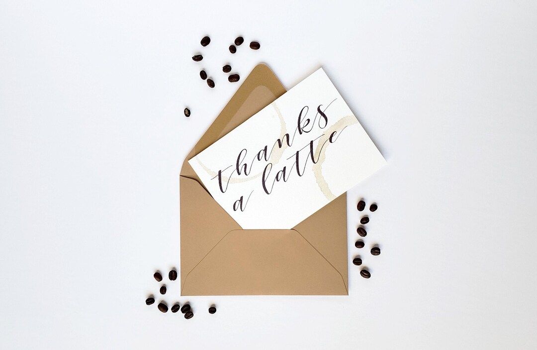 Thanks a Latte Thank You Greeting Card With Envelope (thank You Card ...