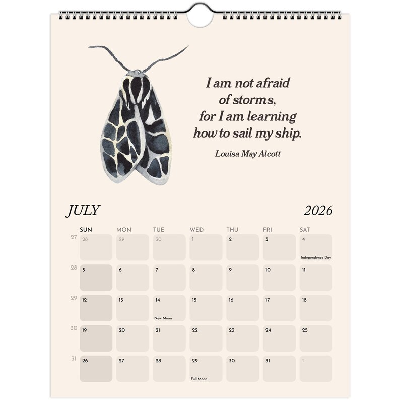 Moths & Dreamy Book Quotes 2026 12-month Wall Calendar (calendar Office ...