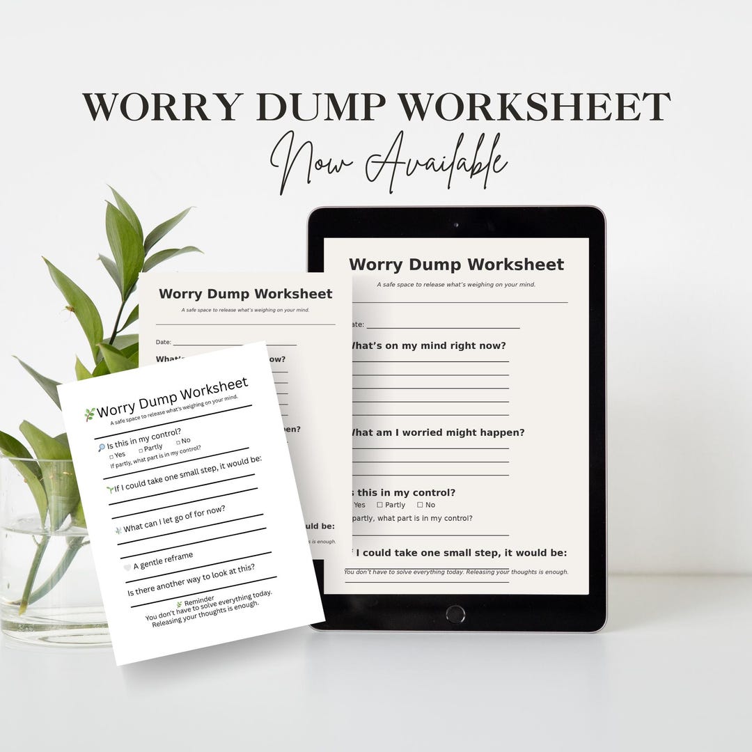 Worry Dump Worksheet Printable | Anxiety Release PDF | Overthinking ...