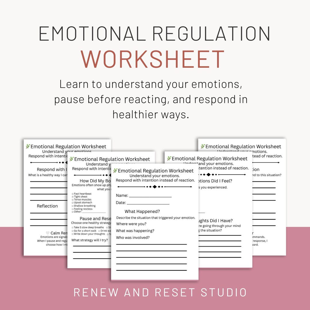 Emotional Regulation Worksheet Printable | Anxiety Coping Skills ...