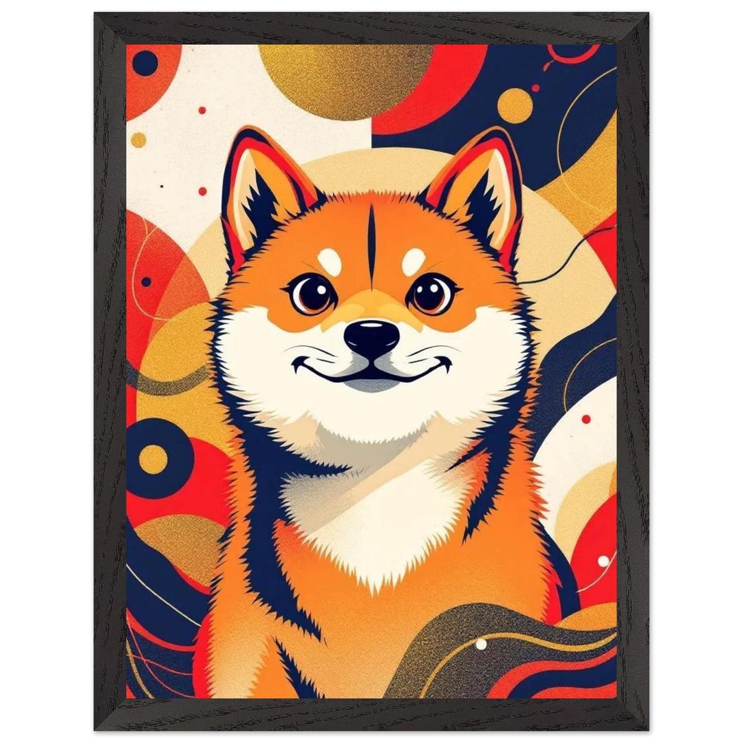 Crimson Shiba Inu - Dark Wooden Framed Poster W/ Premium Matte Paper - Etsy