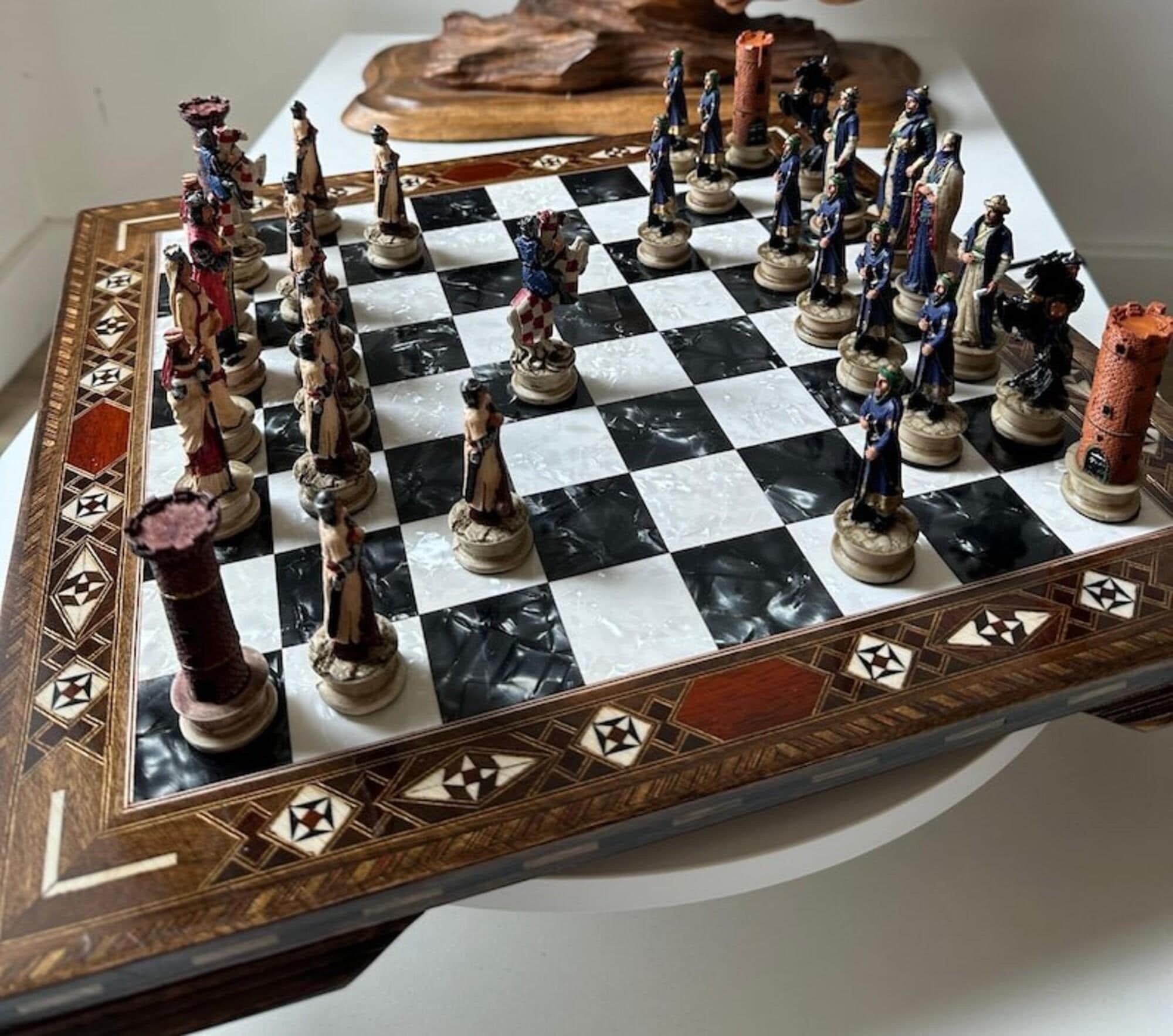 Crusaders Chess Set – Hand-painted Knights Pieces & Handmade Solid ...