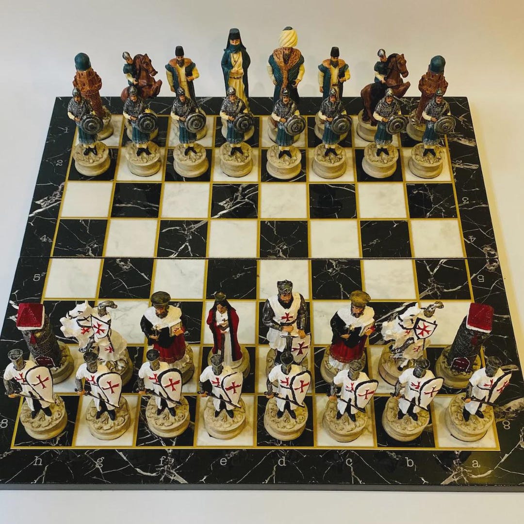 Extra Large Crusaders Chess Set, 100% Hand-painted Pieces, Handmade ...