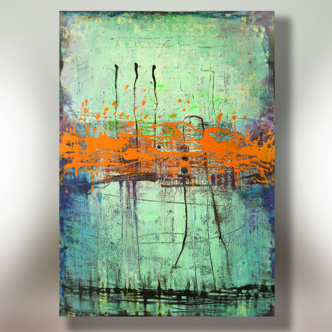 Art Painting on Canvas ORIGINAL ABSTRACT PAINTING on Canvas Orange ...