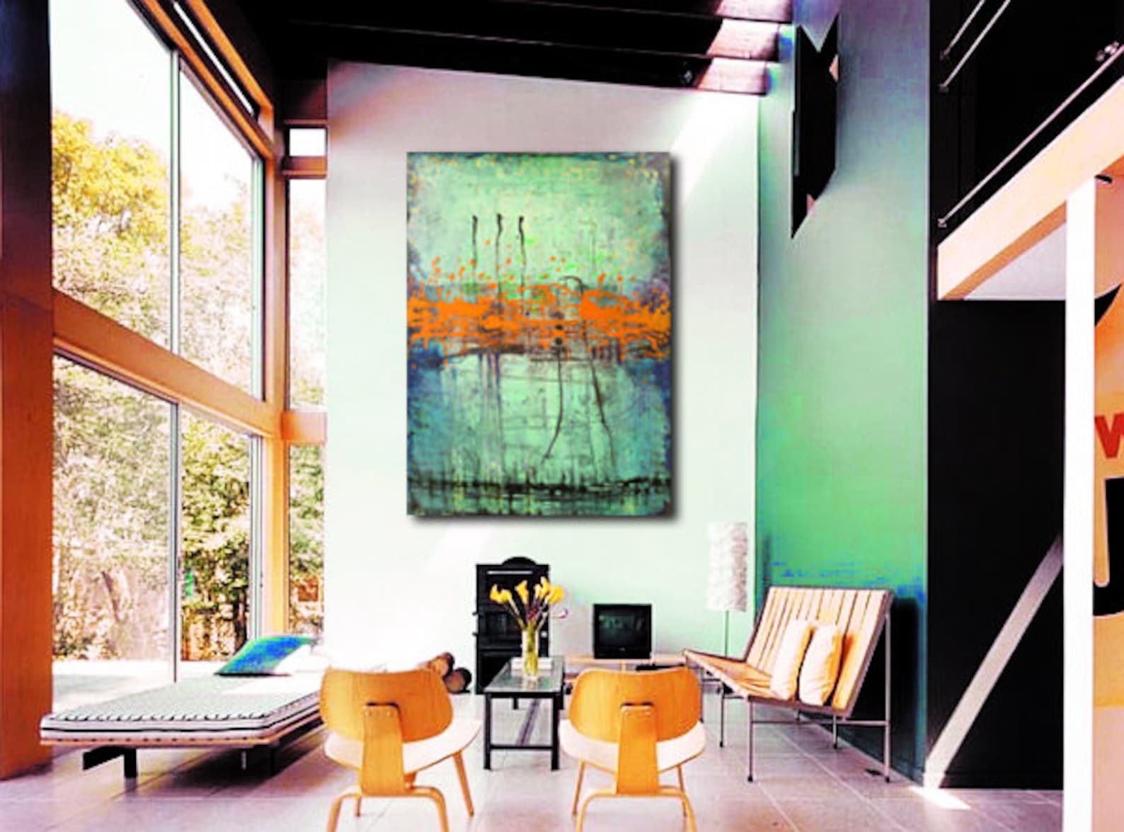 Abstract Painting Original Acrylic on Canvas Color Wall Orange | Etsy