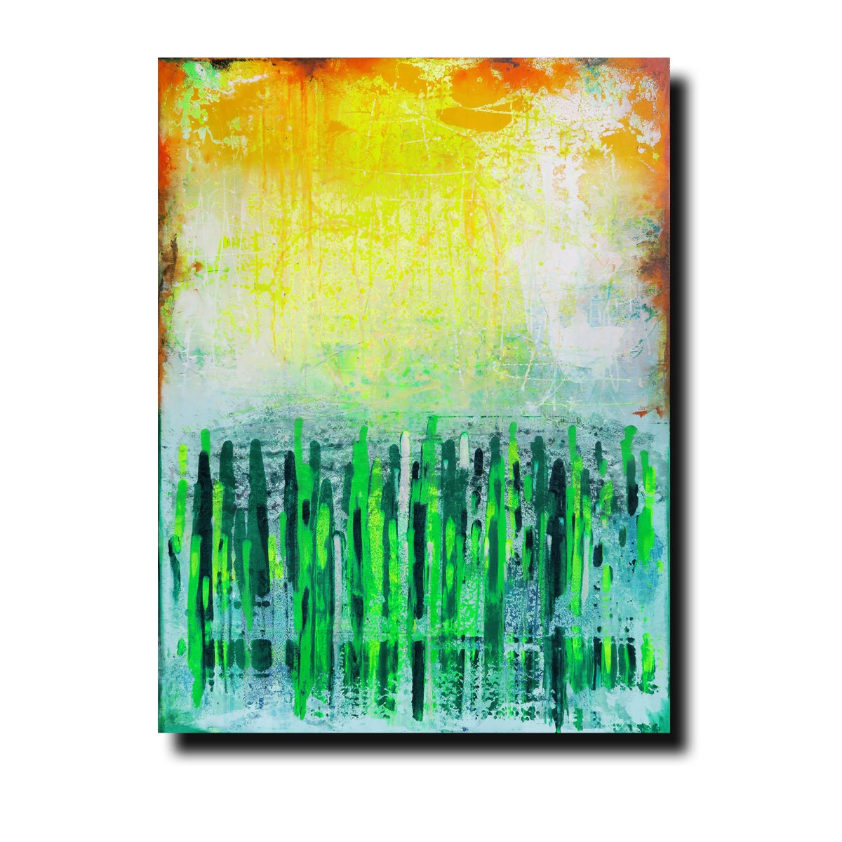 Extra Large Scale Canvas Original Abstract Painting 48x36 Yellow Green ...