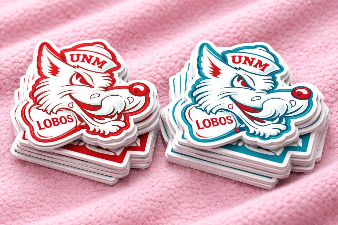 UNM Lobos Mascot Sticker | University of New Mexico Retro Vinyl Decal ...