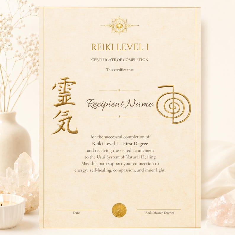 Reiki Certificate Template Bundle Canva, Editable Reiki Certificates ...