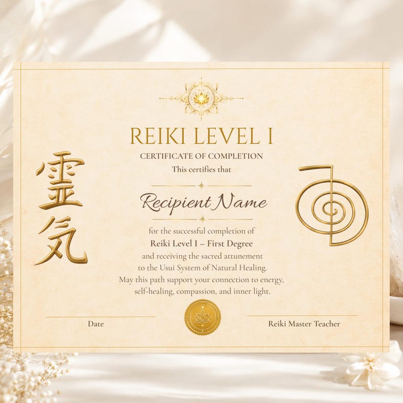 Reiki Certificate Template Bundle Canva, Editable Reiki Certificates ...