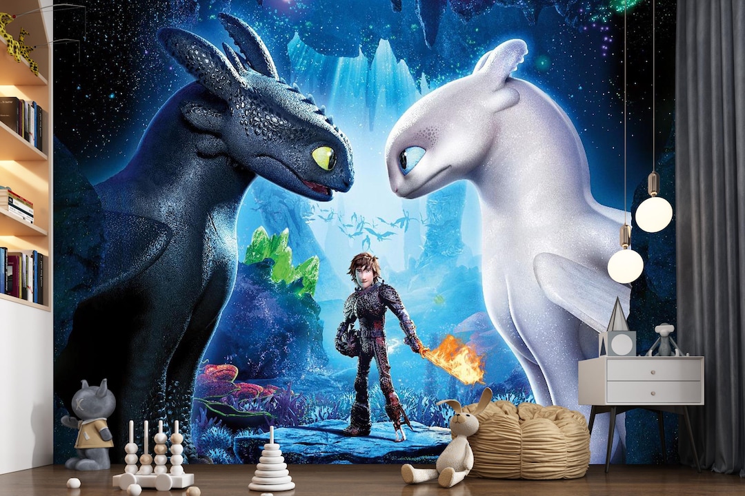 How to Train Your Dragon Wall Art: Toothless, Light Fury, Hiccup Poster ...