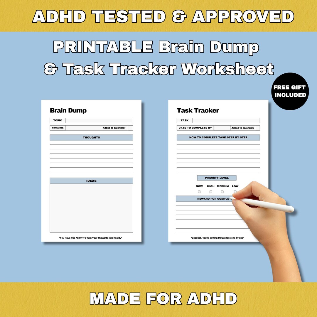 ADHD Printable Brain Dump 2026: Executive Function, Thought Organizer ...