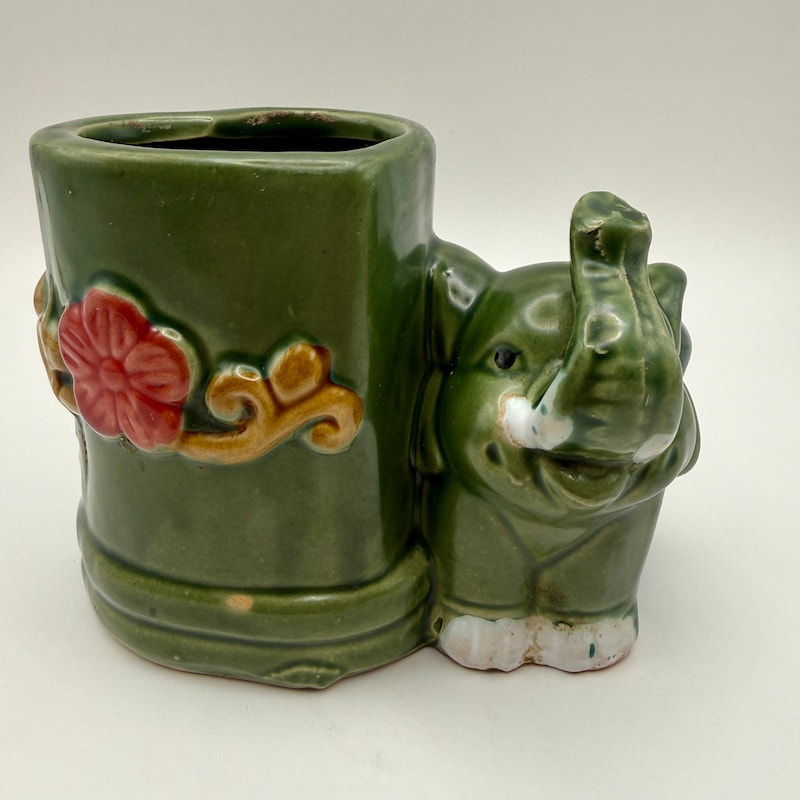 Elephant Majolica Planter - Etsy