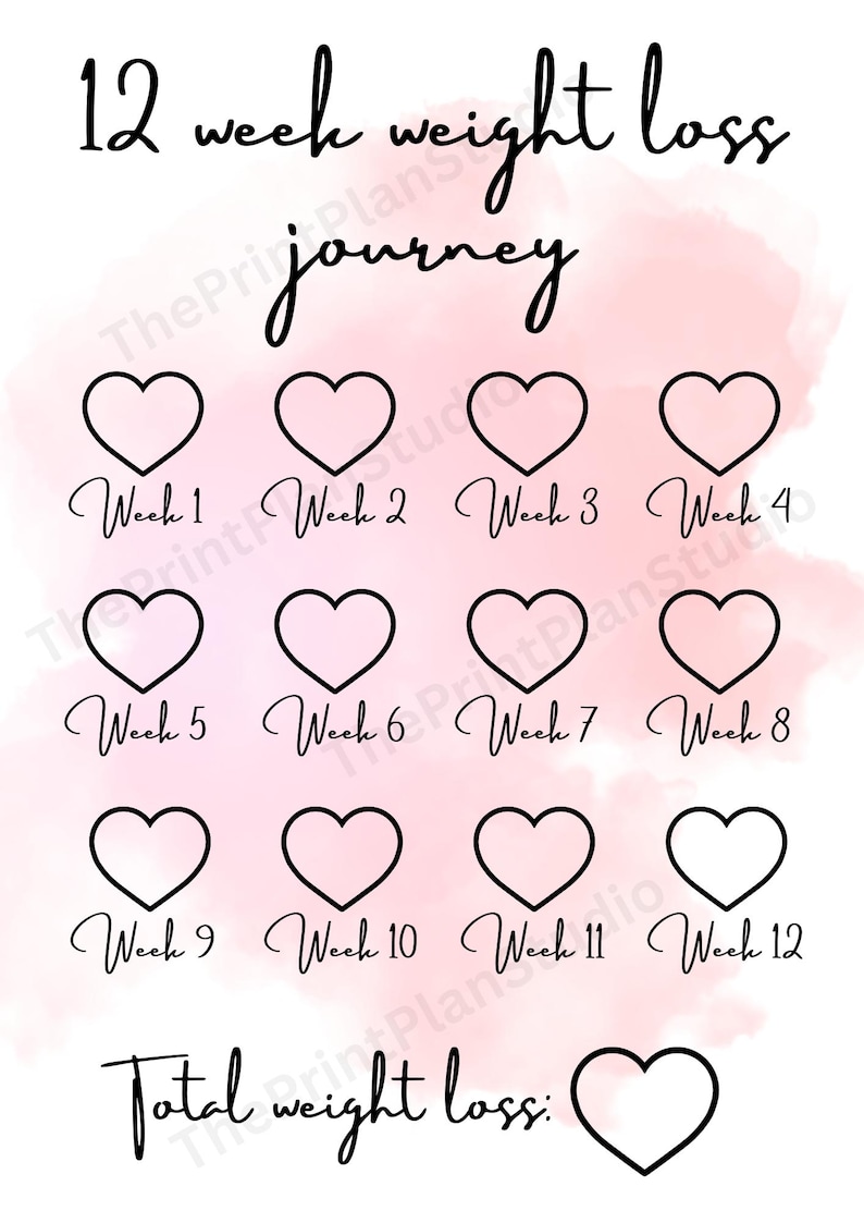 12 Week Weight Loss Tracker- Digital Download - Etsy