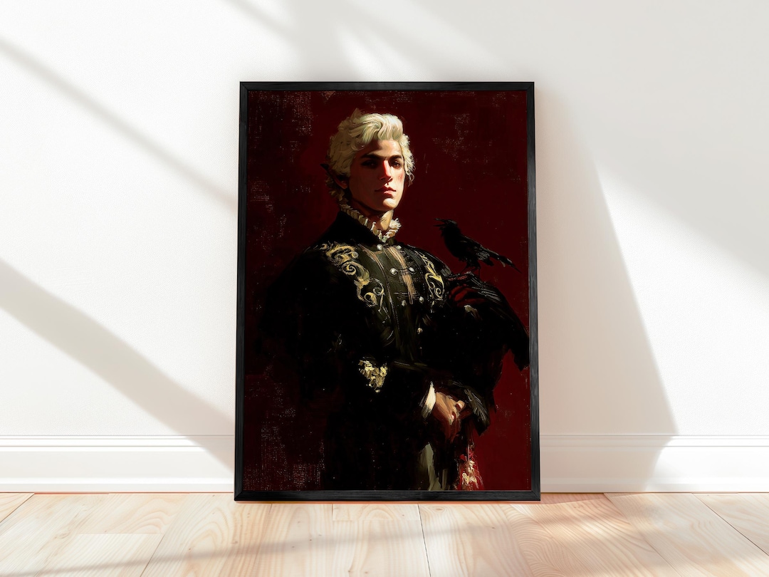 Gothic Vampire Noble Raven Canvas Print – Dark Fantasy Elf Portrait ...