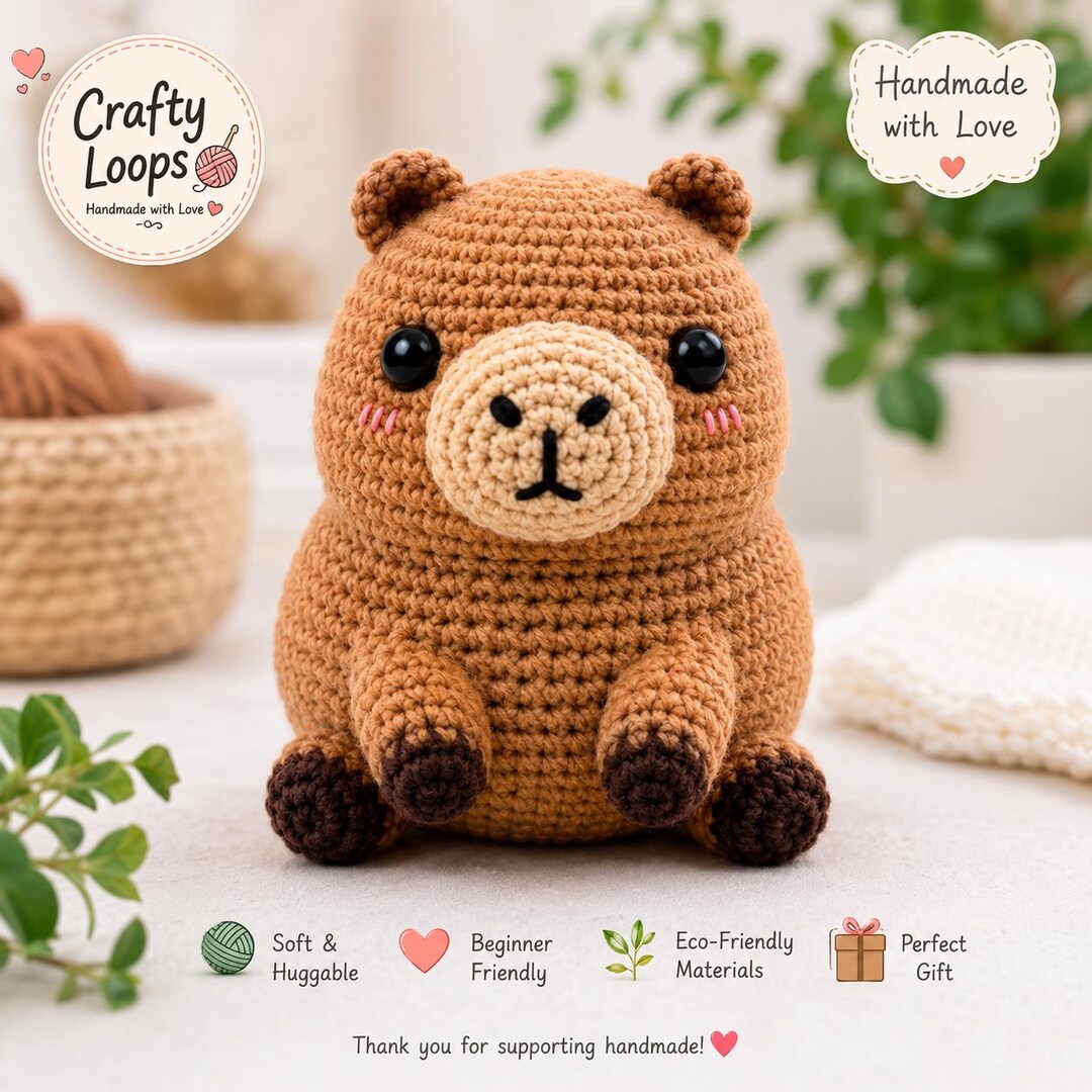 Capybara Crochet Pattern PDF | Beginner Amigurumi Tutorial (digital ...