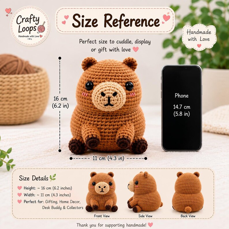 Capybara Crochet Pattern PDF | Beginner Amigurumi Tutorial (digital ...