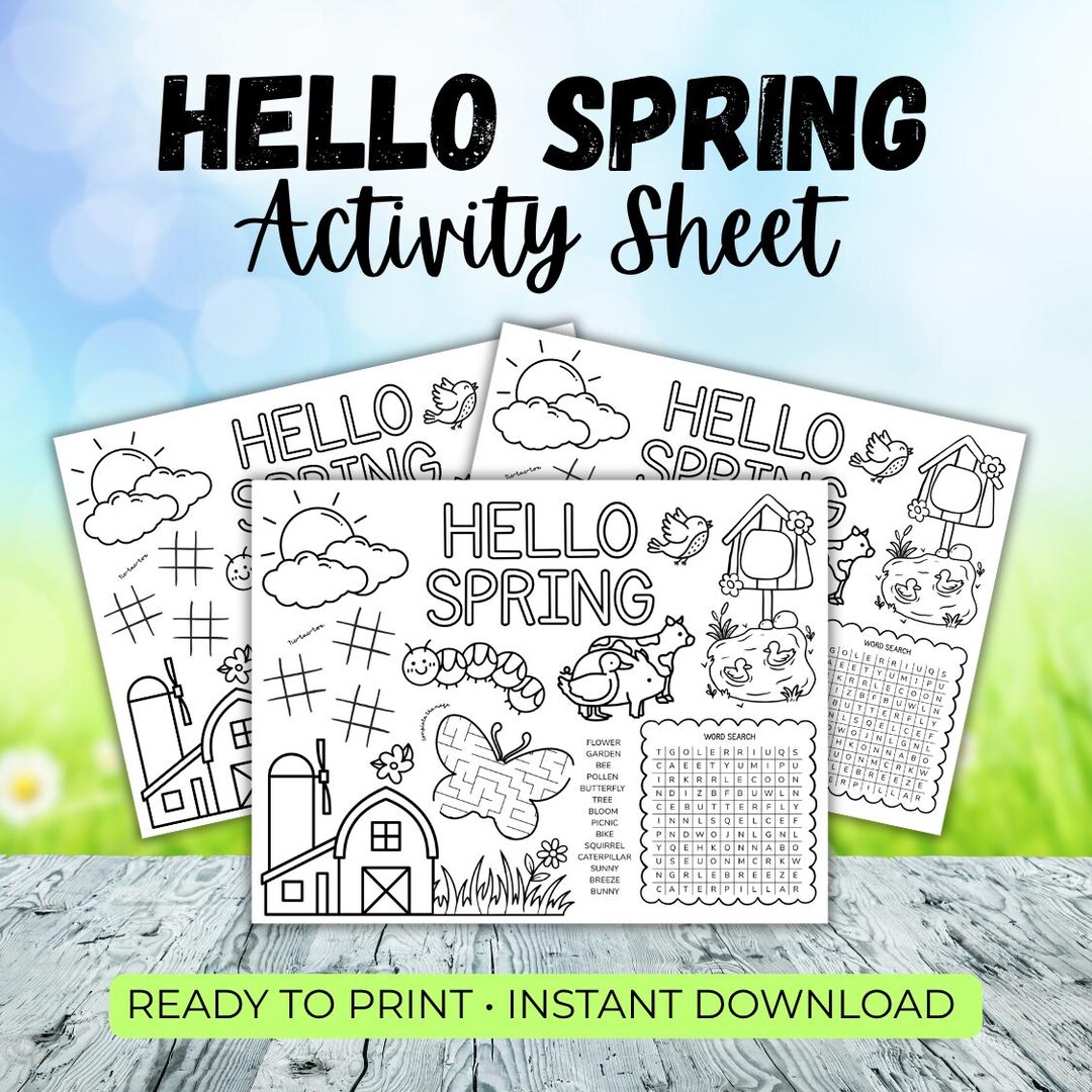 Hello Spring Activity Sheet - Etsy