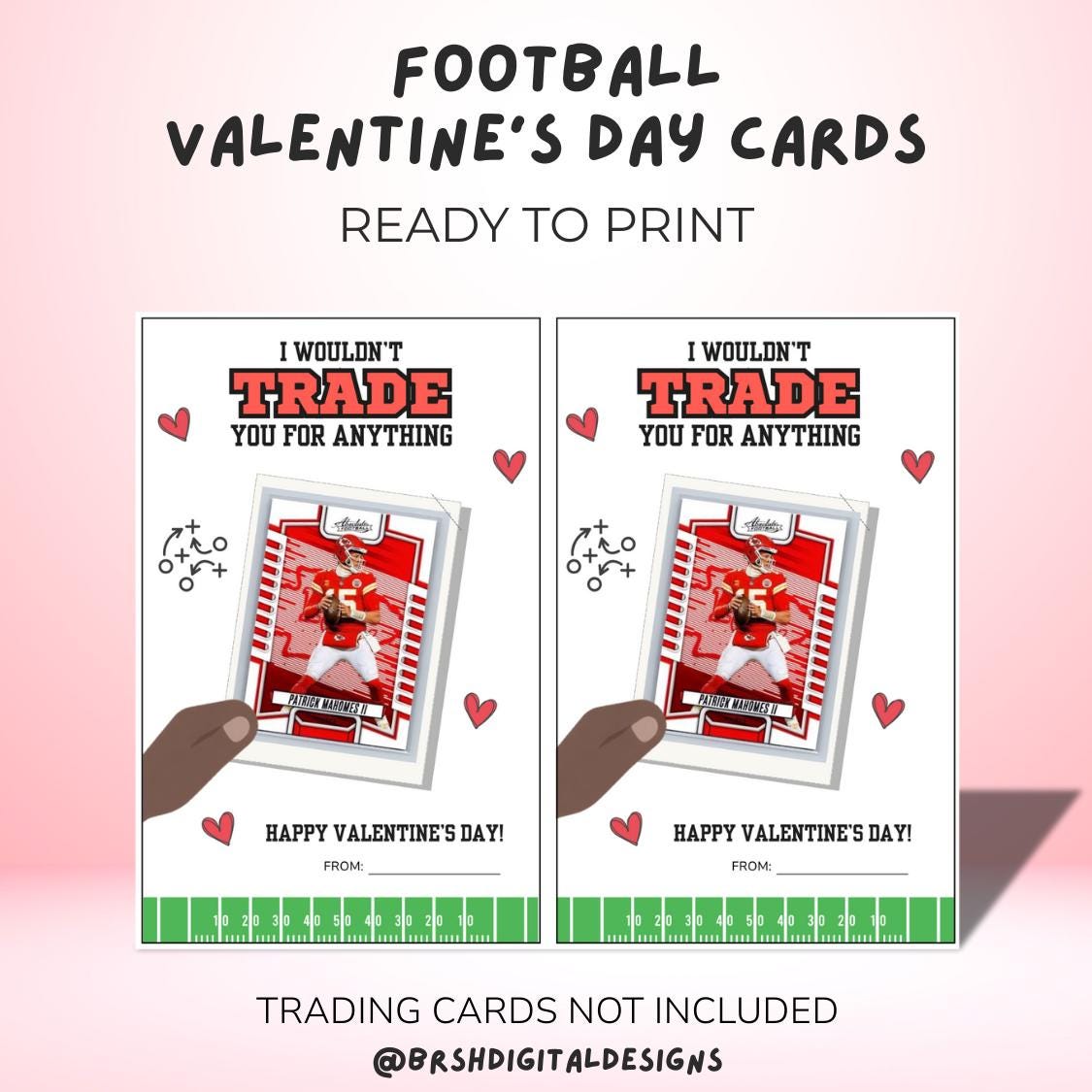 Football Valentine’s Day Card – Printable & Editable - Etsy