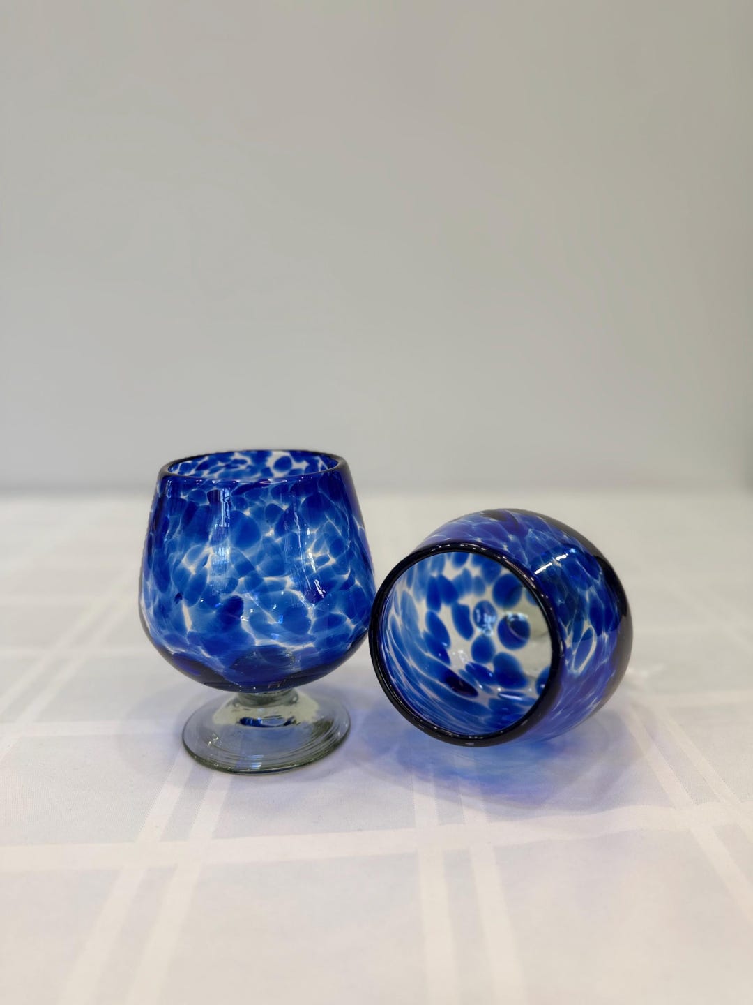 Hand-blown Mexican Cobalt Blue Art Glass Wine Goblet Sold Individually ...