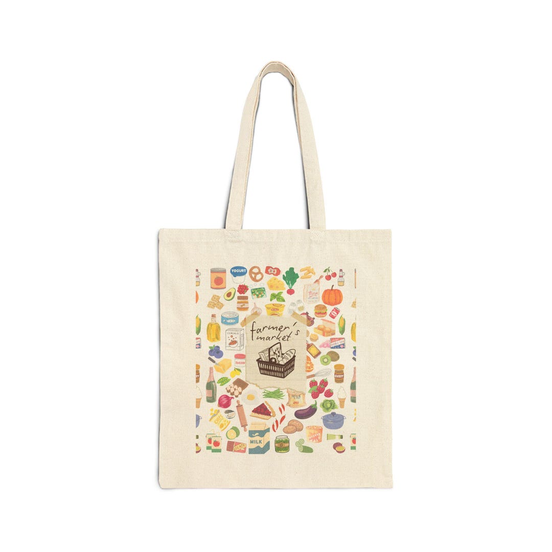 Farmers Market Produce Tote Bag | Cute Grocery Illustration - Etsy