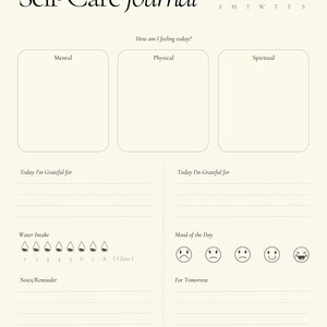 Printable Monthly Goals Planner, Self-care Journal and Grateful Page - Etsy