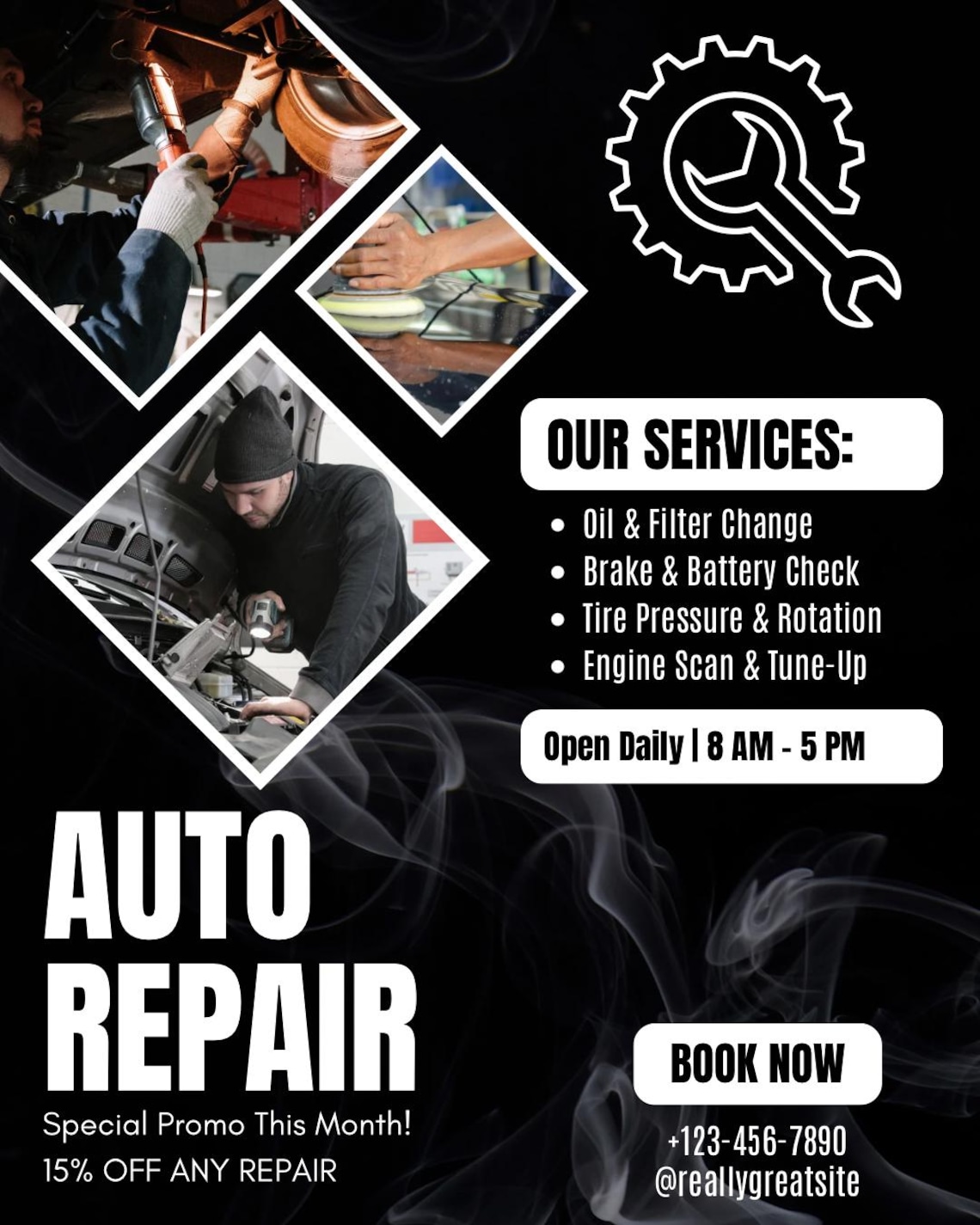 Auto Repair Flyer Template Canva Editable | Mechanic Service Promo ...