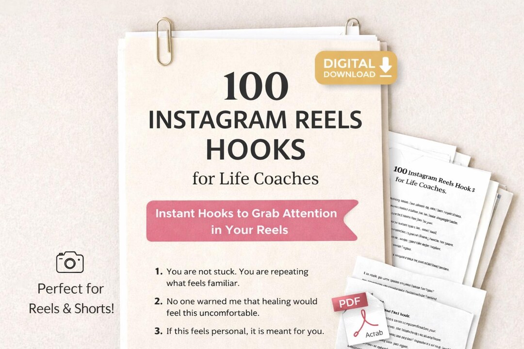 100 Instagram Reels Hooks for Life Coaches | Content Ideas (digital ...