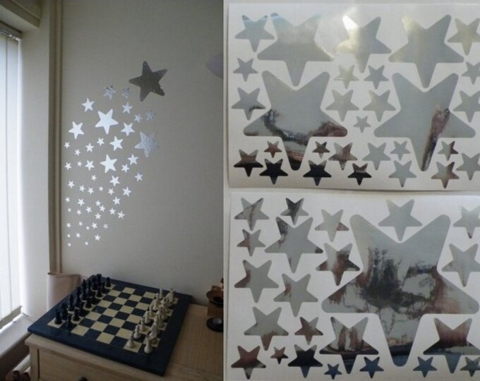 Mirror Stars Wall Stickers 2 Sheets of A4 - Etsy