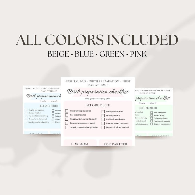 Birth Preparation Checklist | Minimalist Pregnancy Planner (PDF ...