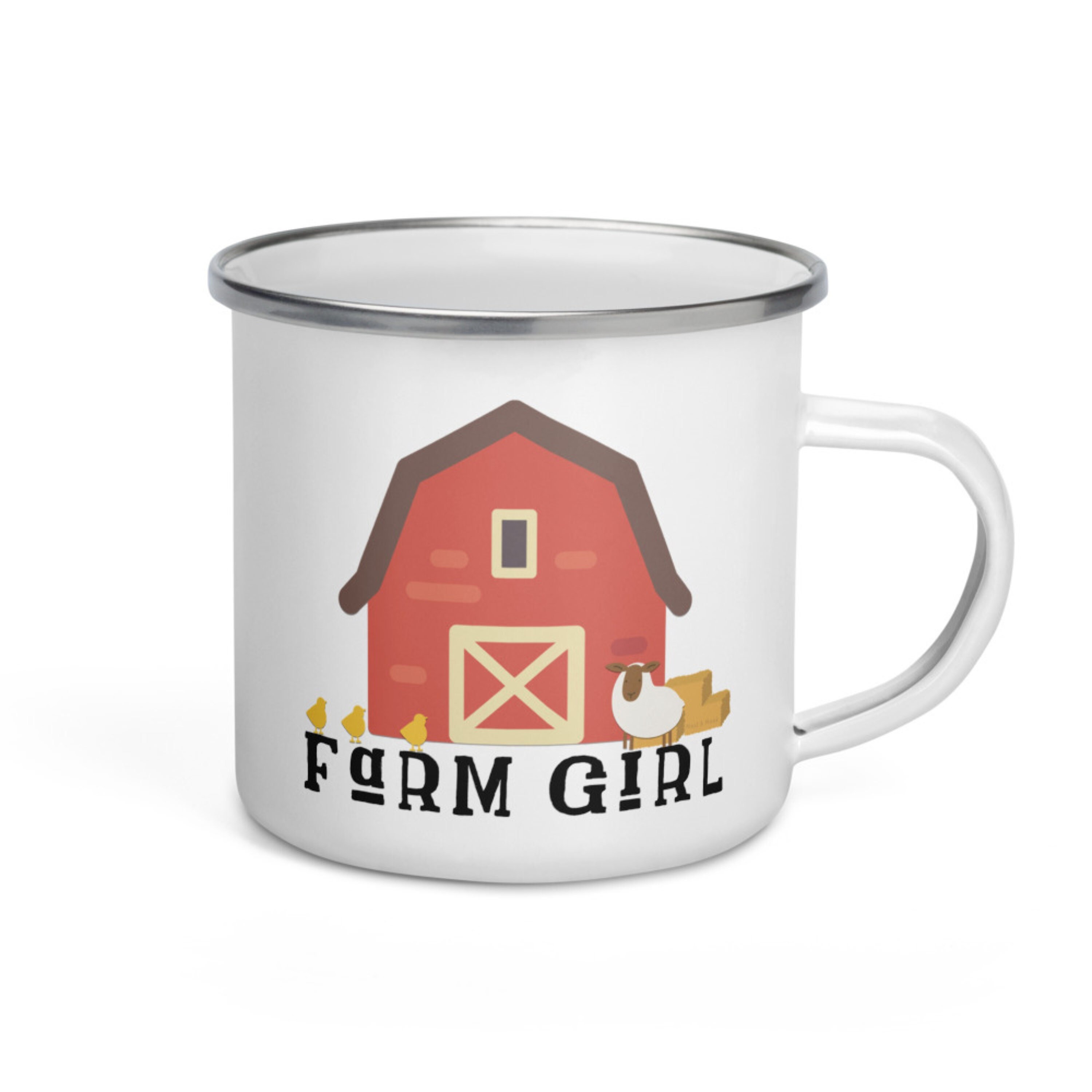 Farm Girl Enamel Mug, Farmhouse Mug, Farm Life, Farm Lover Mug, Chicken ...