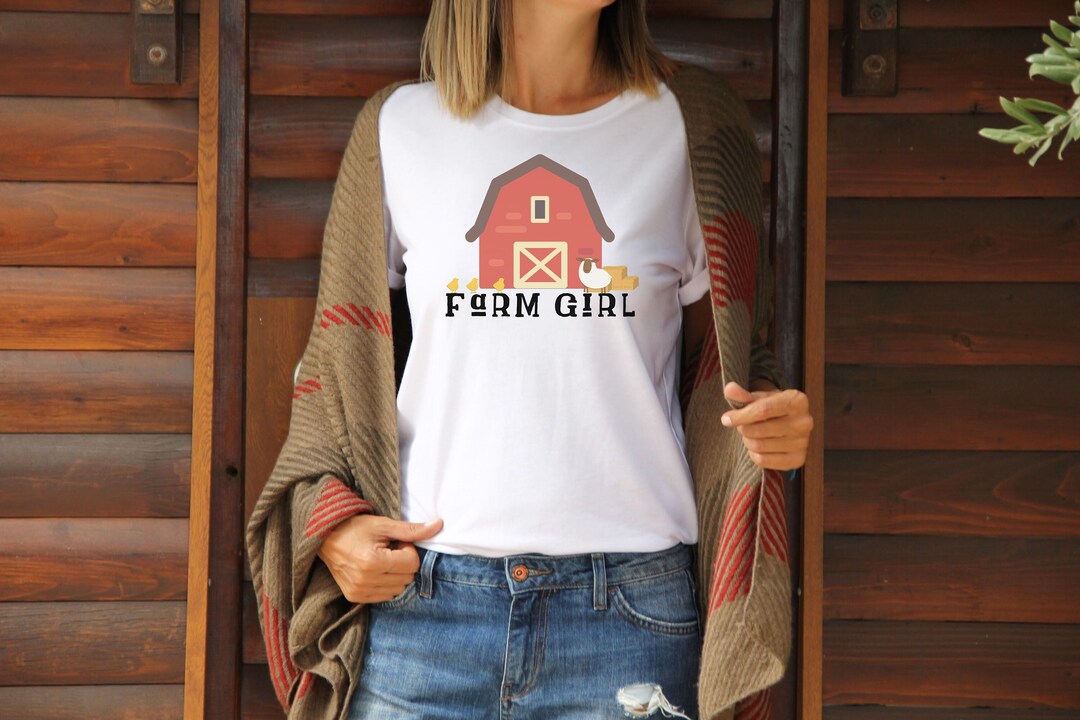 Farm Girl-farm Girl Shirt-cute Farm Shirts-modern Farmhouse Art-retro ...