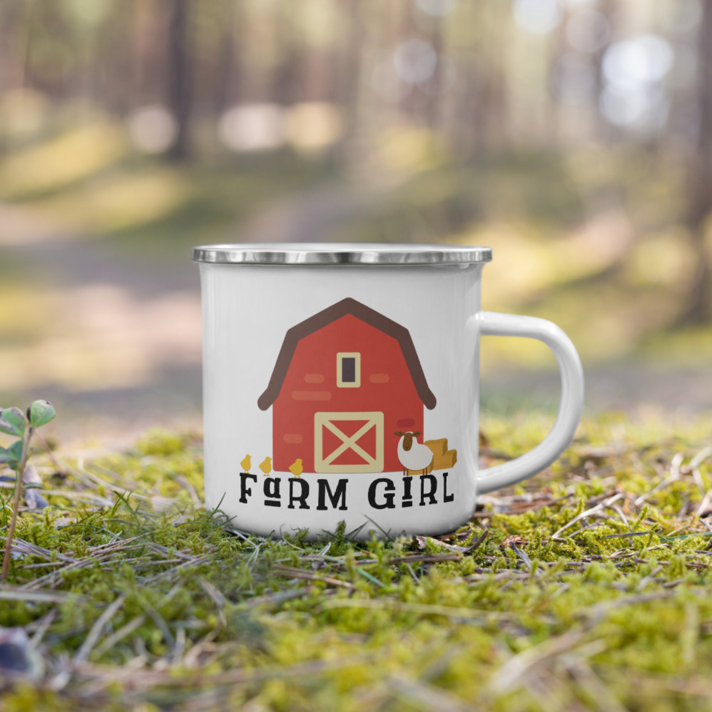 Farm Girl Enamel Mug, Farmhouse Mug, Farm Life, Farm Lover Mug, Chicken ...
