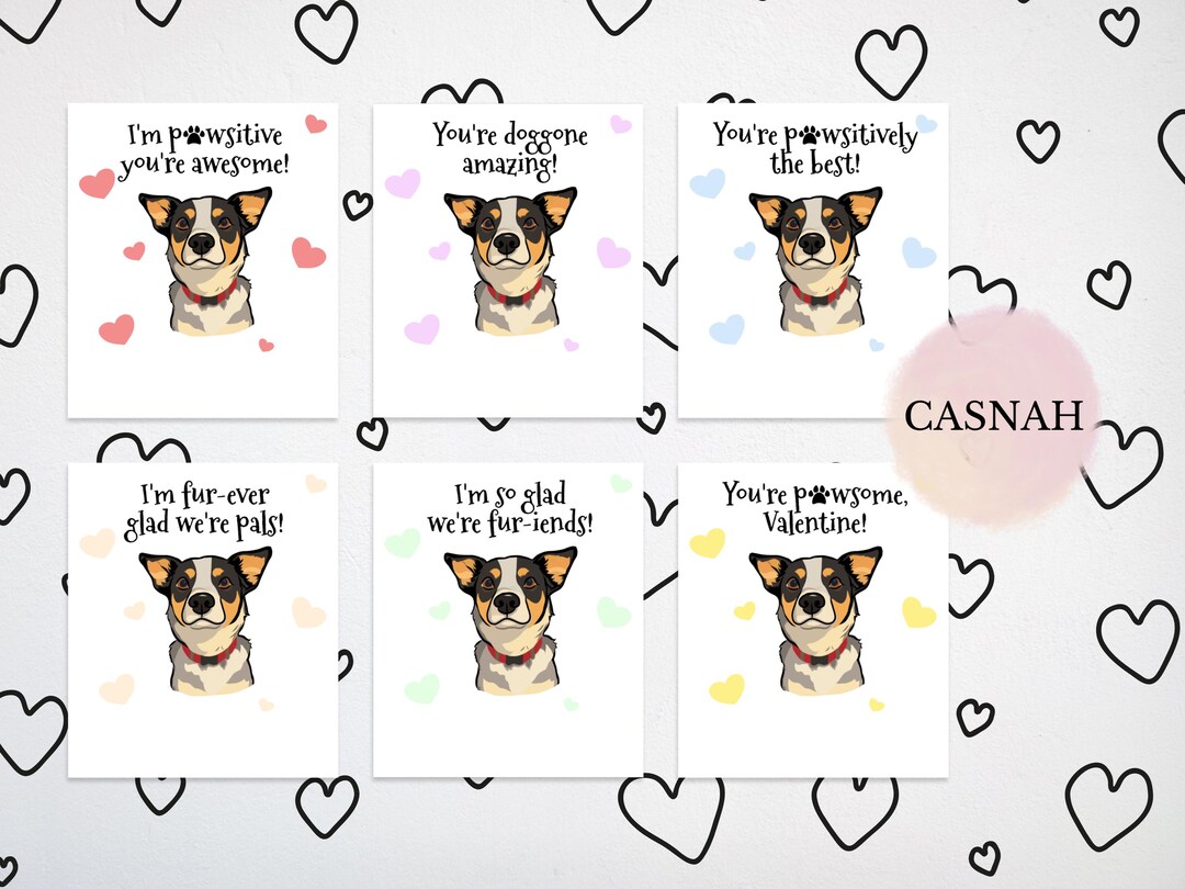 Dog Valentine Cards for Kids | Printable Puppy Classroom Valentines ...